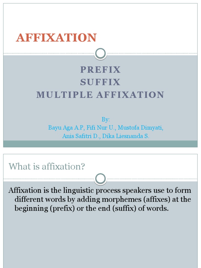 Affixation Group | PDF | Lexicology | Linguistic Typology