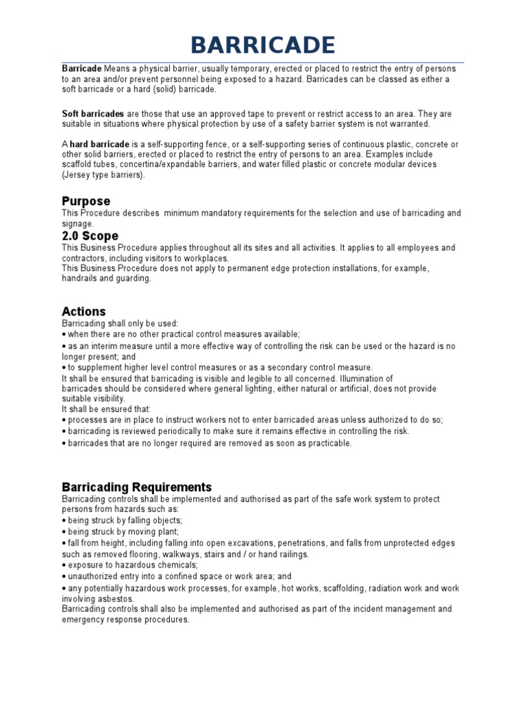 Barricade | PDF | Hazards | Risk