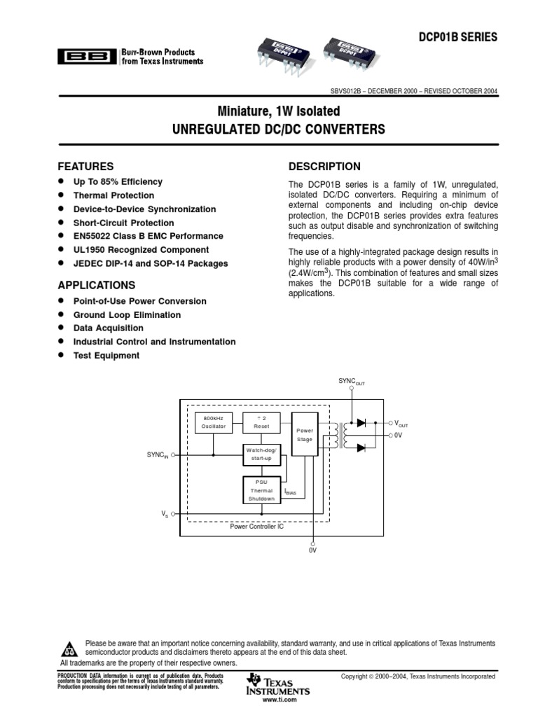 Isolated Dc Dc Conv Data Sheet Capacitor Electrical Impedance