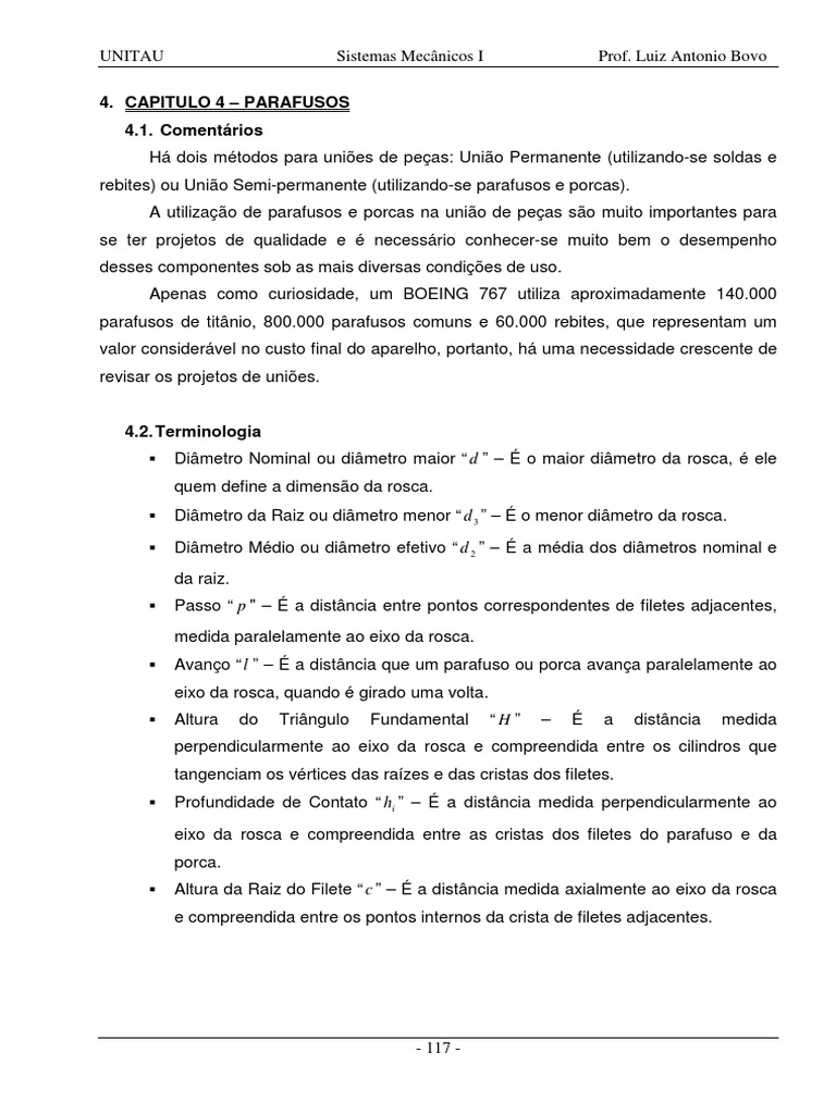 Capitulo 4a PDF | PDF | Parafuso | Torque