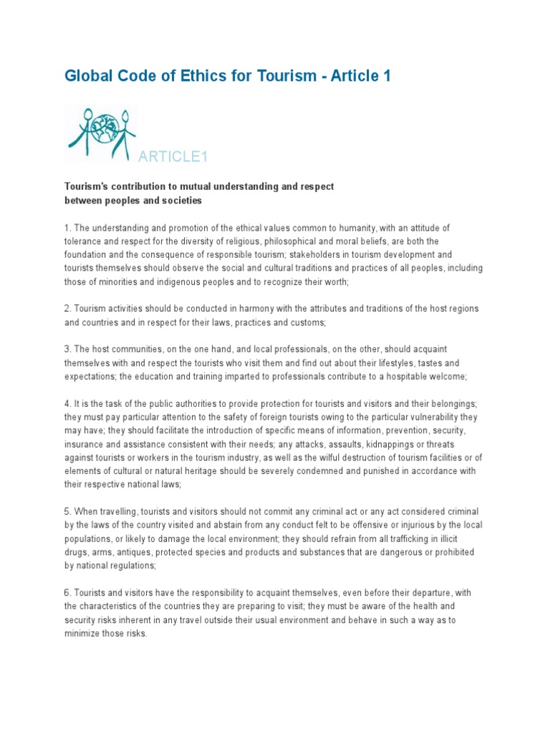 Global Code of Ethics for Tourism Overview | PDF | Tourism | Cultural ...