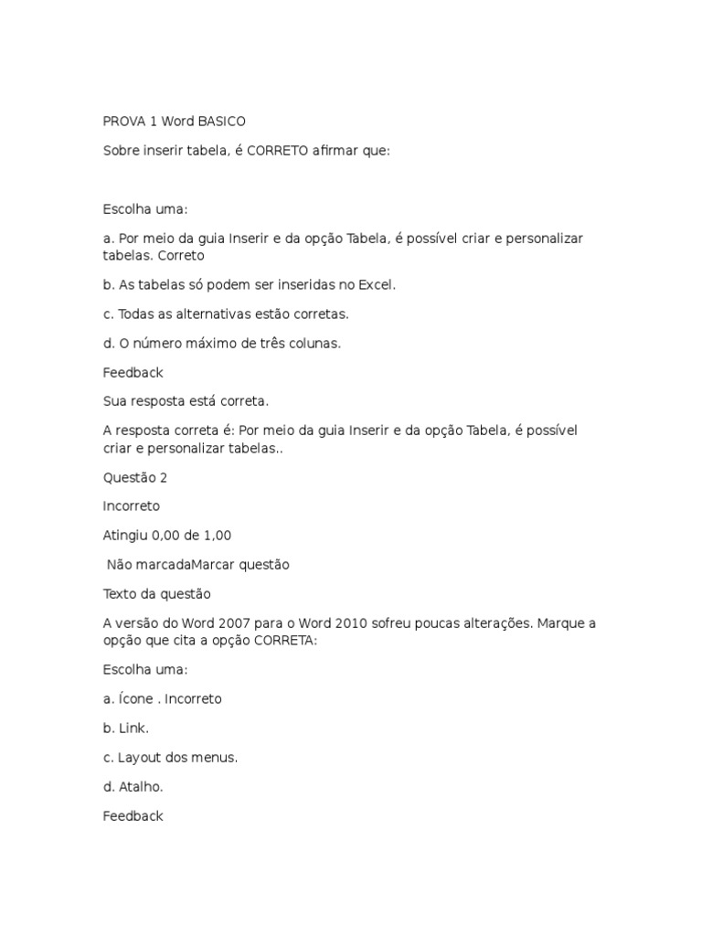 Prova Word Basico | PDF | Informática | Programas