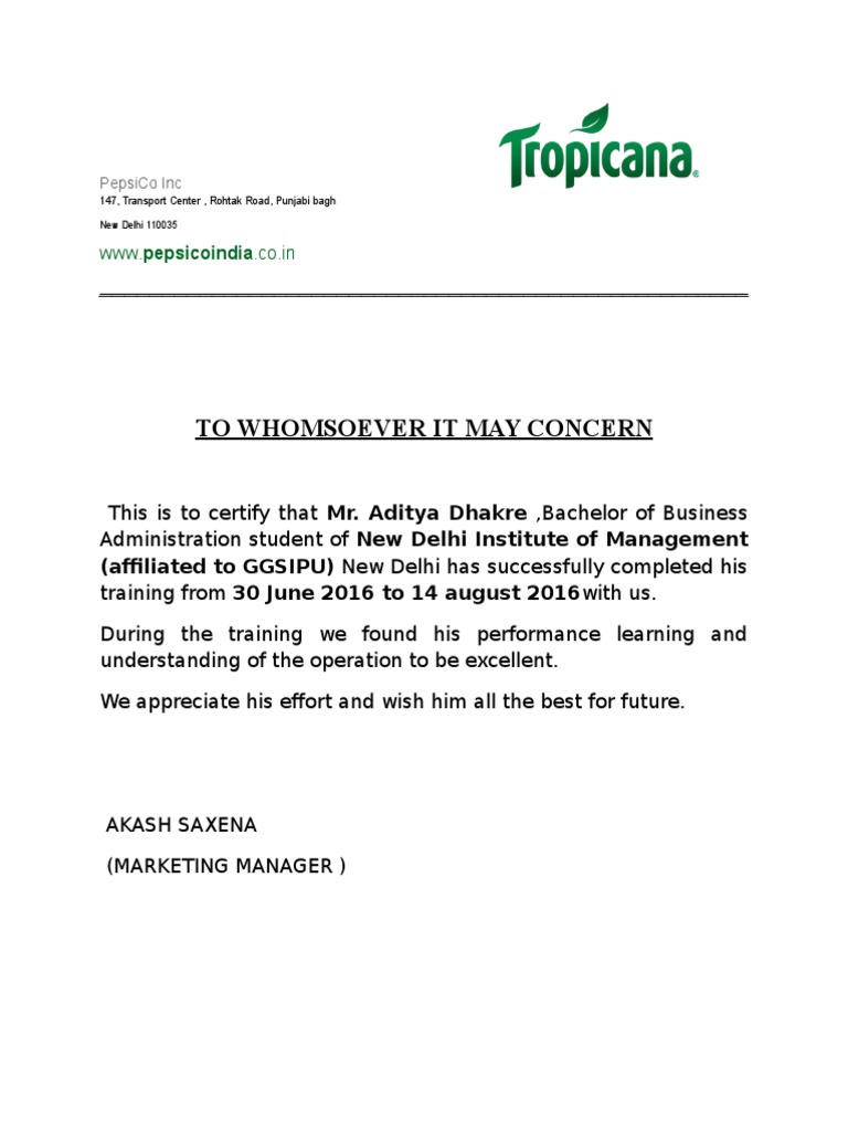 To Whomsoever It May Concern | PDF