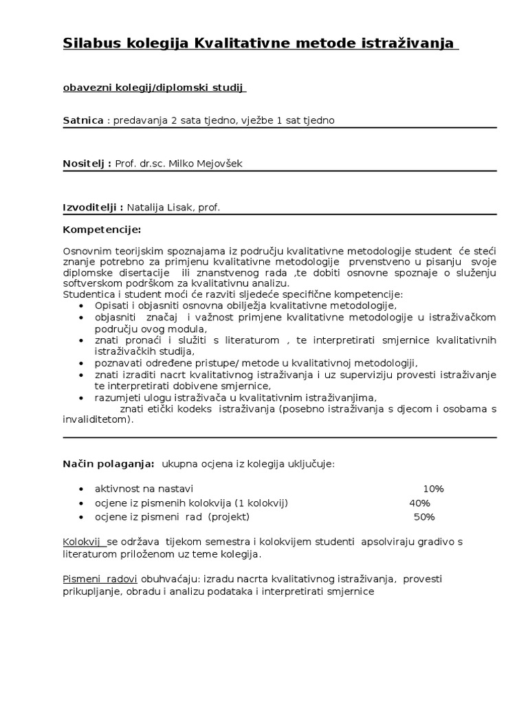 Kvalitativne Metode Istrazivanja | PDF