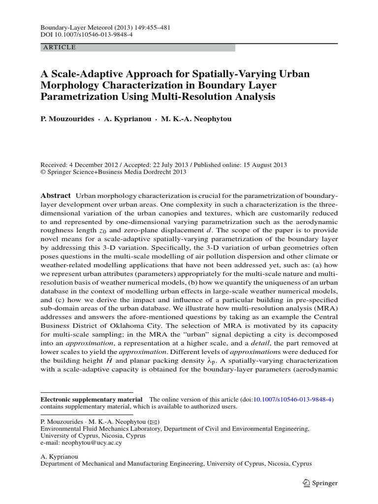 A Scale-Adaptive Approach For Spatially-Varying Urban | PDF | Wavelet | Numerical Weather Prediction