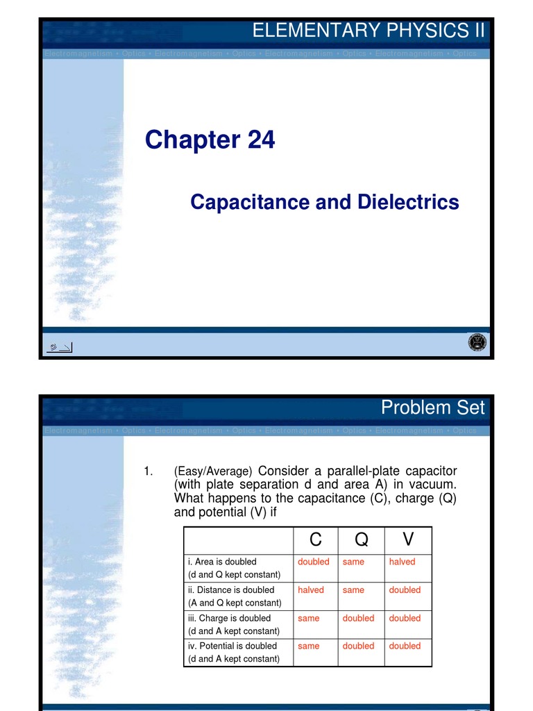 Capacitance and Dielectrics Problems | PDF | Capacitor | Natural Philosophy