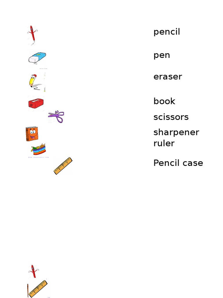 Pencil Pen Eraser Book Scissors Sharpener Ruler Pencil Case | PDF