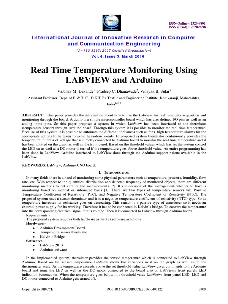 Real Time Temperature Monitoring Using LABVIEW and Arduino | Download ...