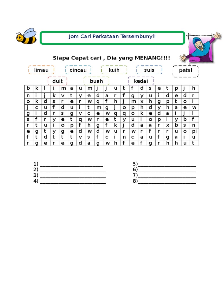 Permainan Cari Perkataan Tersembunyi | PDF