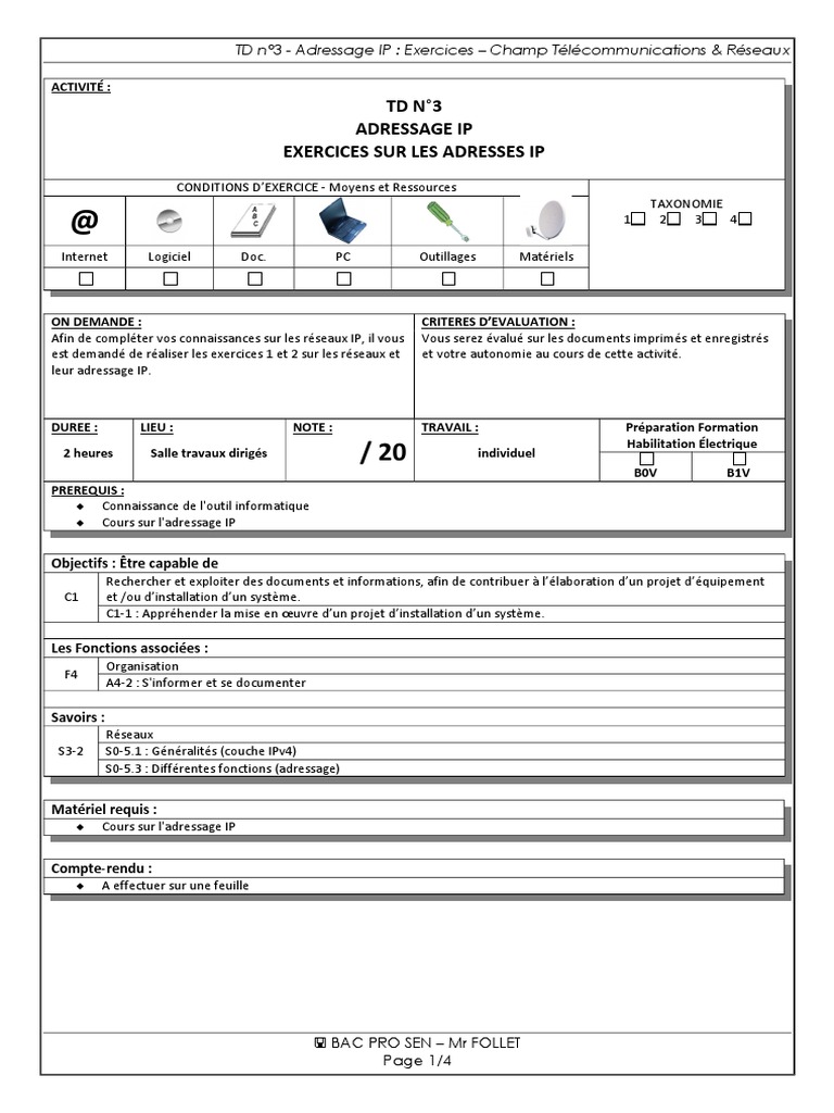 Exercices Adressage IP PDF | PDF