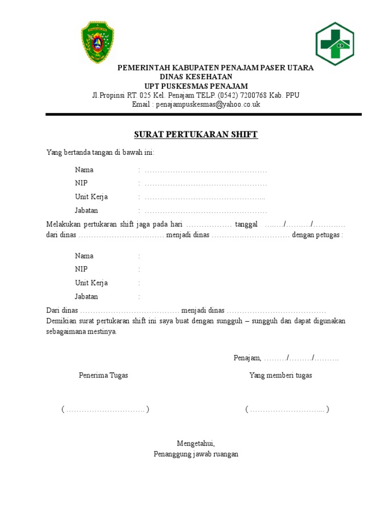 Surat Pertukaran Shift | PDF