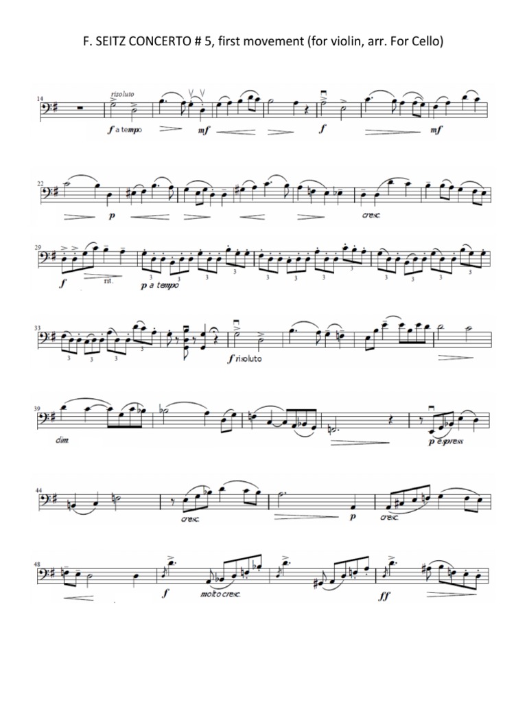Seitz Concerto 5 For Cello | PDF