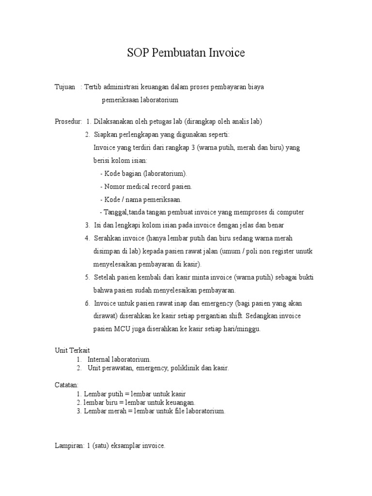 SOP Pemnuatan Invoice | PDF