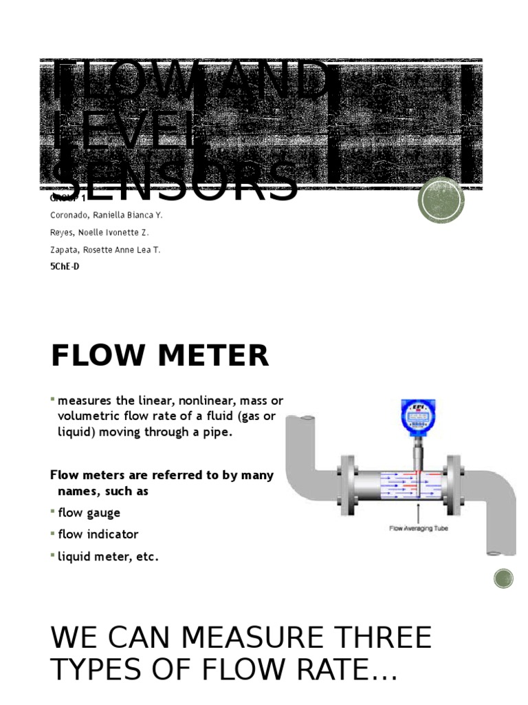 5ChED - Wed-Group1 - Level and Flow Sensors | PDF | Flow Measurement ...