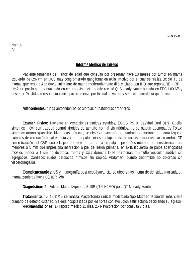 Modelo de Informe Medico | PDF Modelo de Informe Medico | PDF
