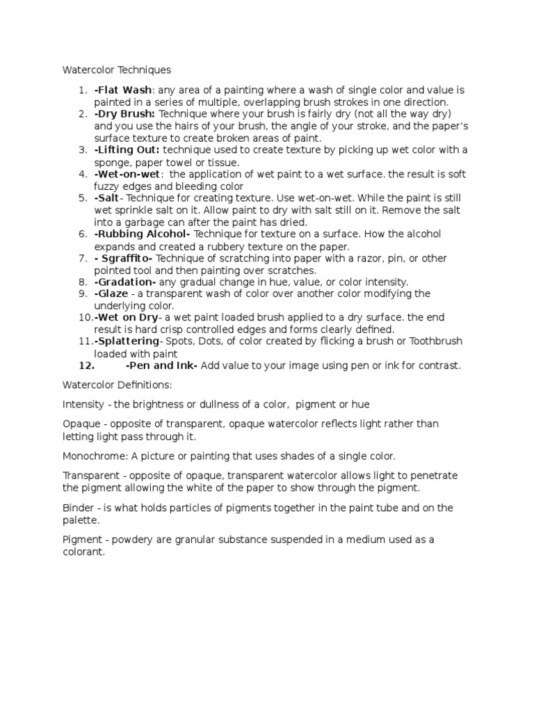 Watercolor Vocabulary | PDF