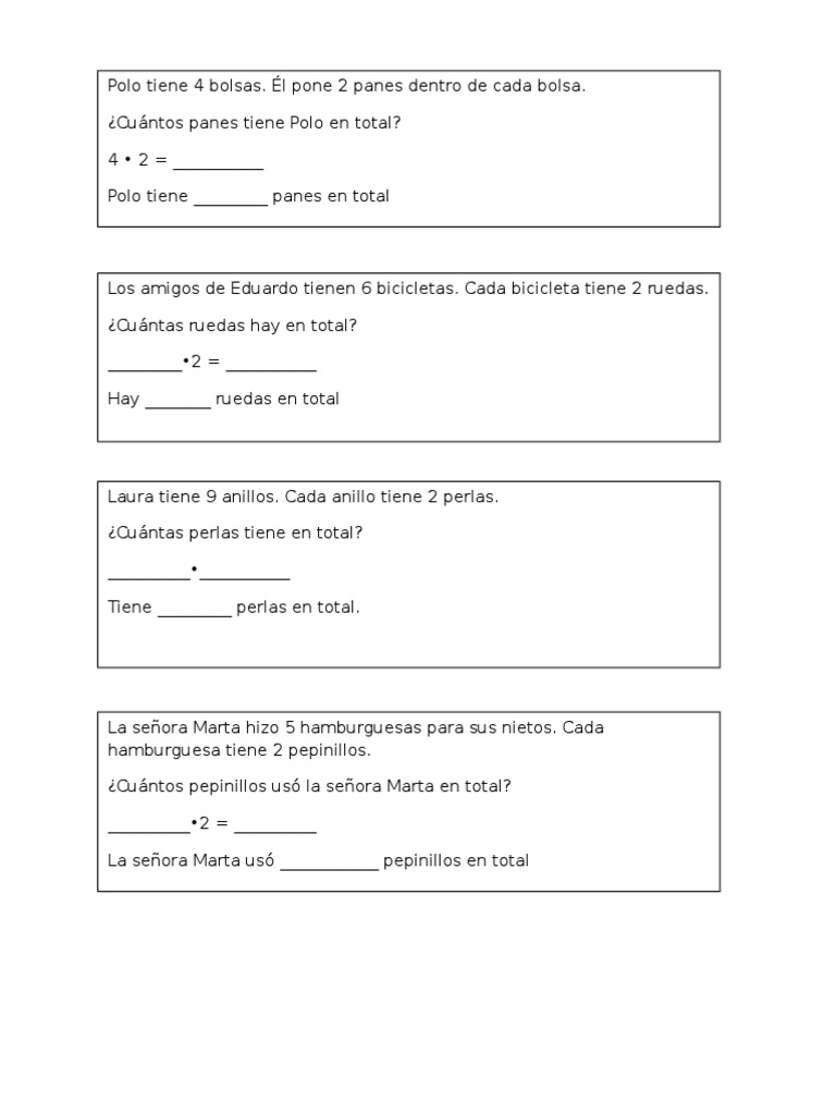 Tarjetas Problemas Multimplicacion | PDF | Cocina, comidas y vino ...