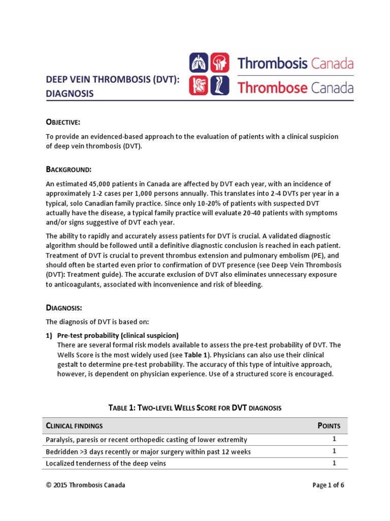 2 Deep Vein Thrombosis Diagnosis 2015nov02 FINAL1 | PDF | Thrombosis ...