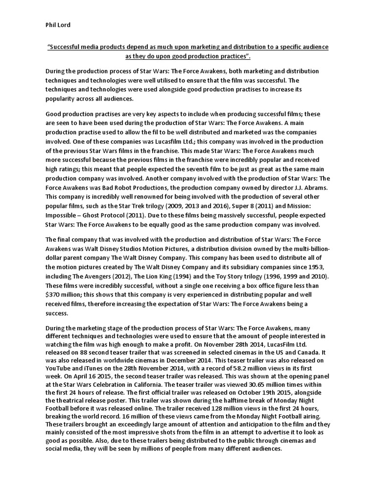 Star Wars - Essay | PDF | Star Wars: The Force Awakens | Star Wars