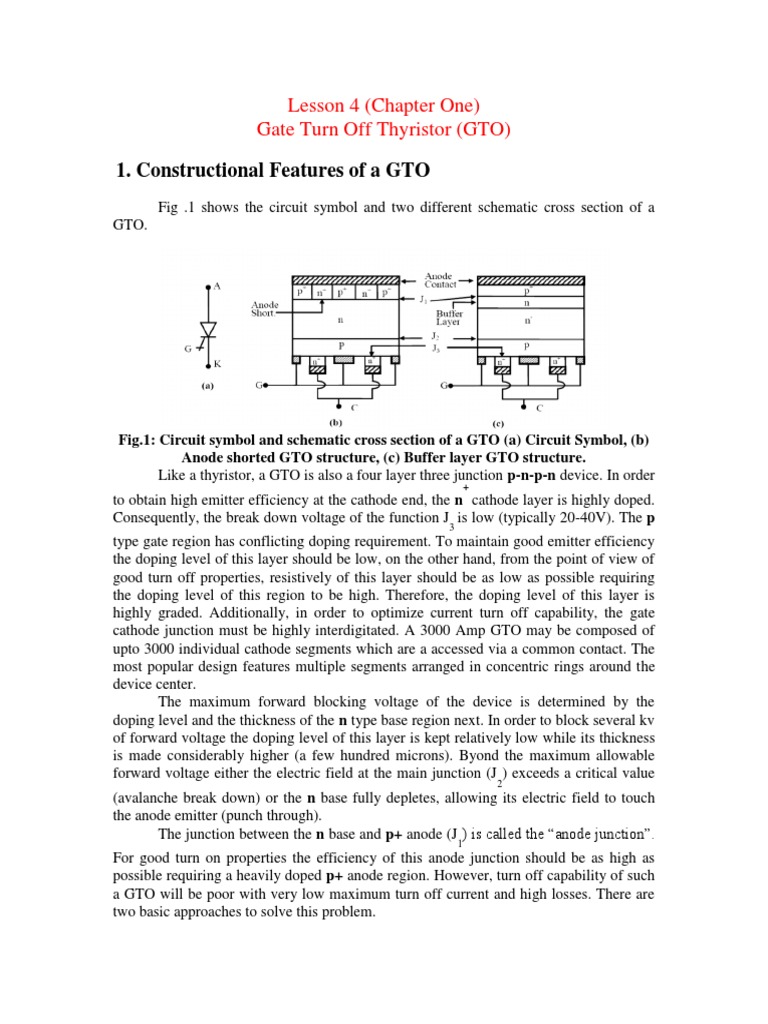 GTO Thyristor: Design & Operation | PDF | Bipolar Junction Transistor ...