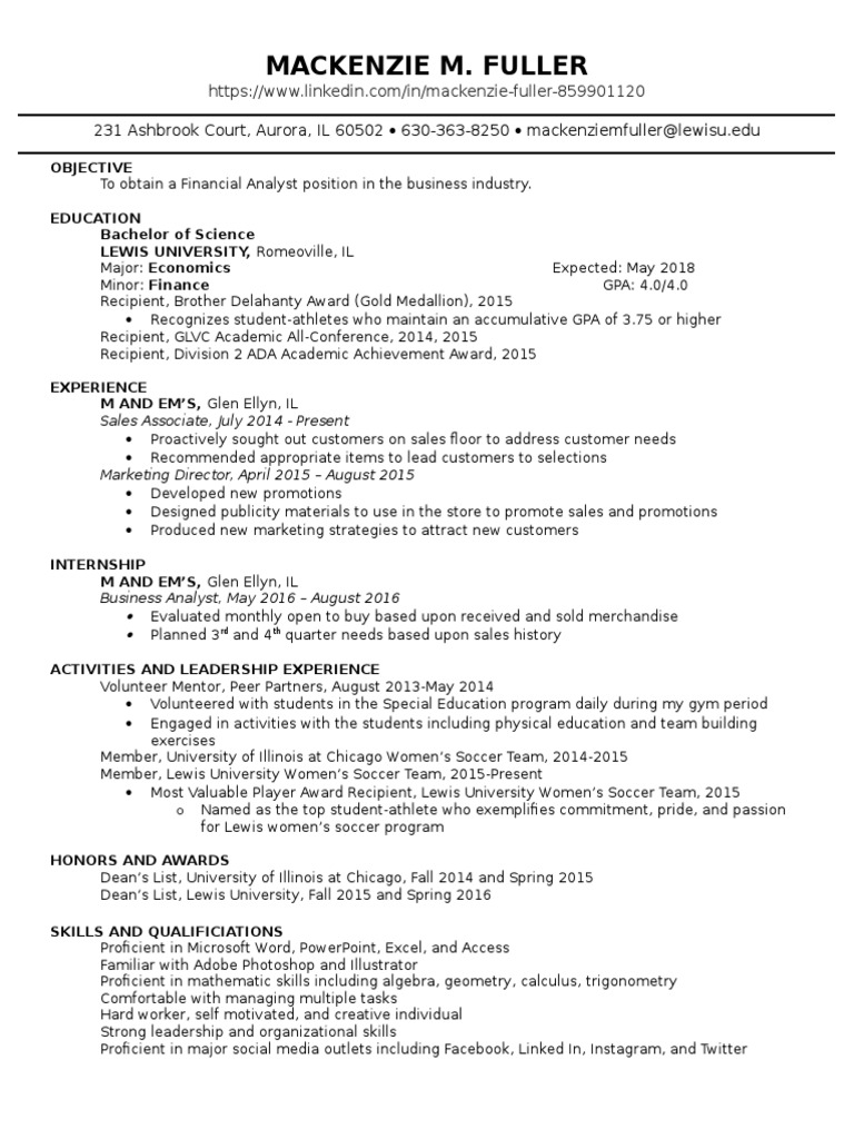 Mackenzie Fuller Resume | PDF | Career & Growth | Social Science