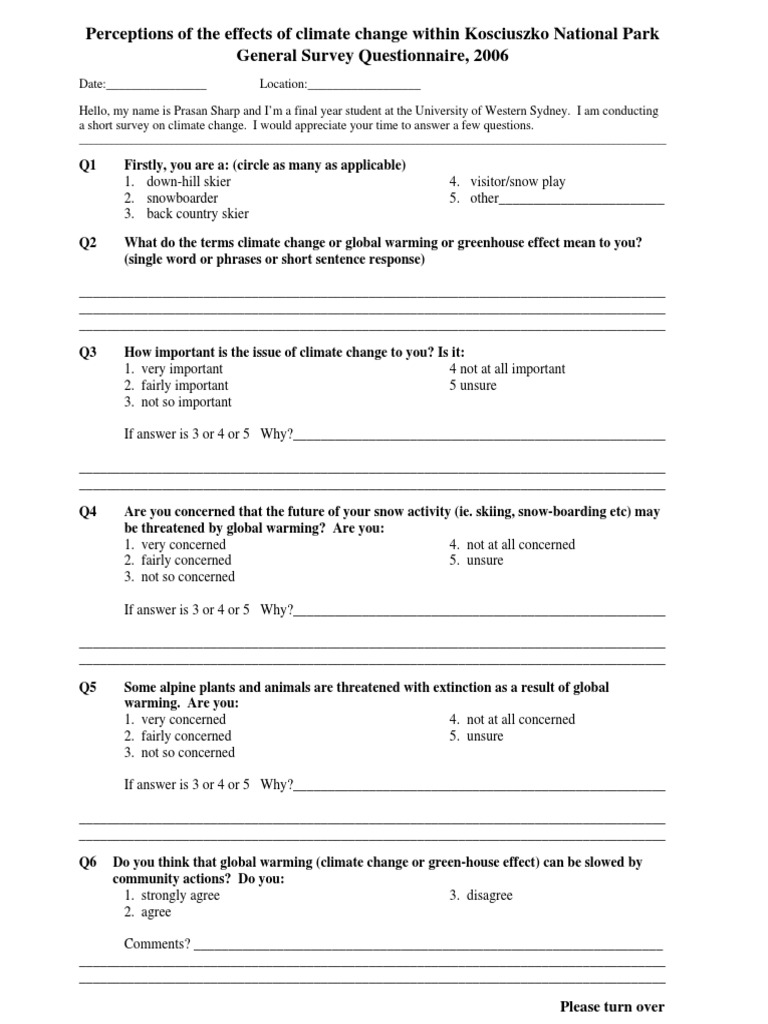 Climate Change General Survay Questions | PDF | Global Warming ...