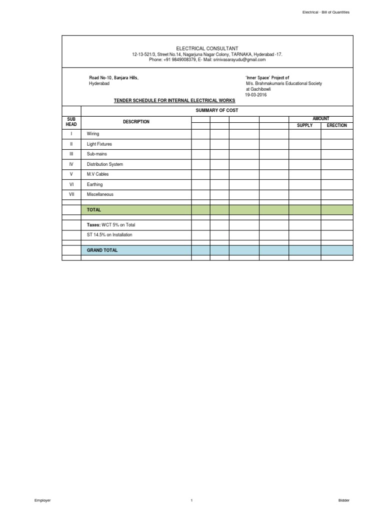 BK Boq Rates | PDF | Electrical Wiring | Electrical Connector