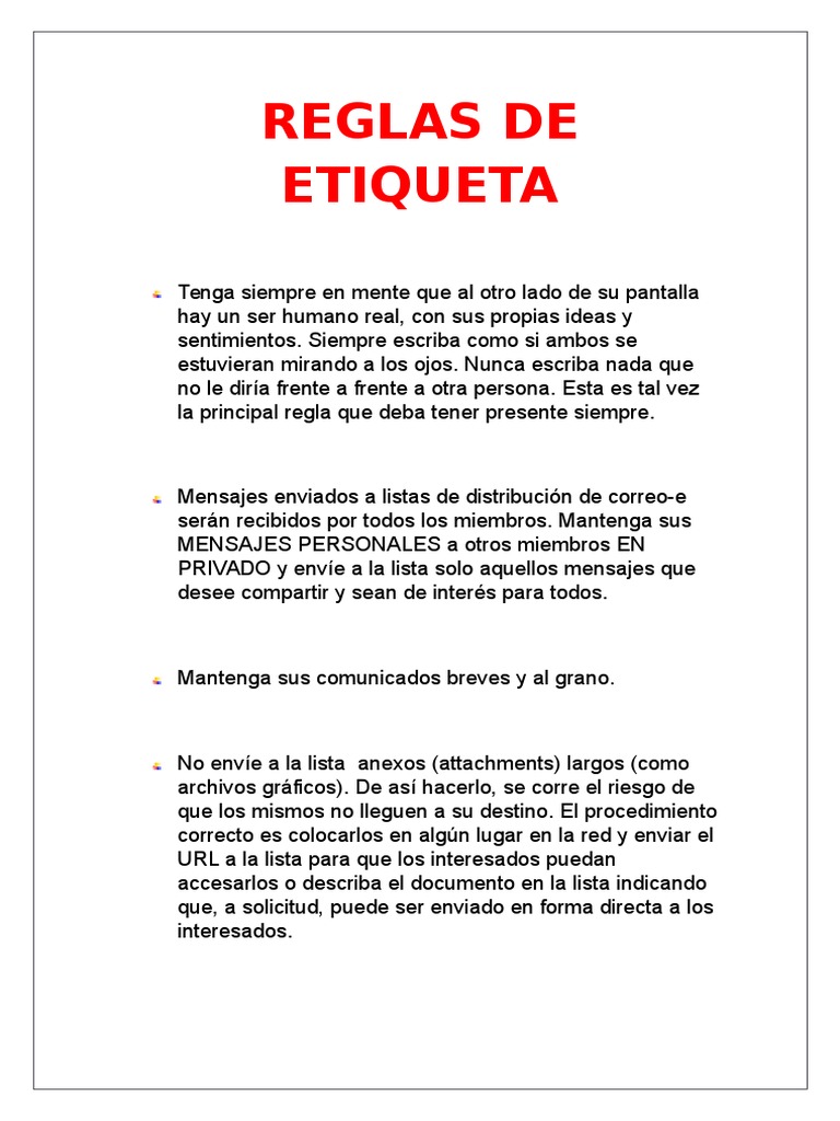 Reglas de Etiqueta | PDF | ciberespacio | Comunicación