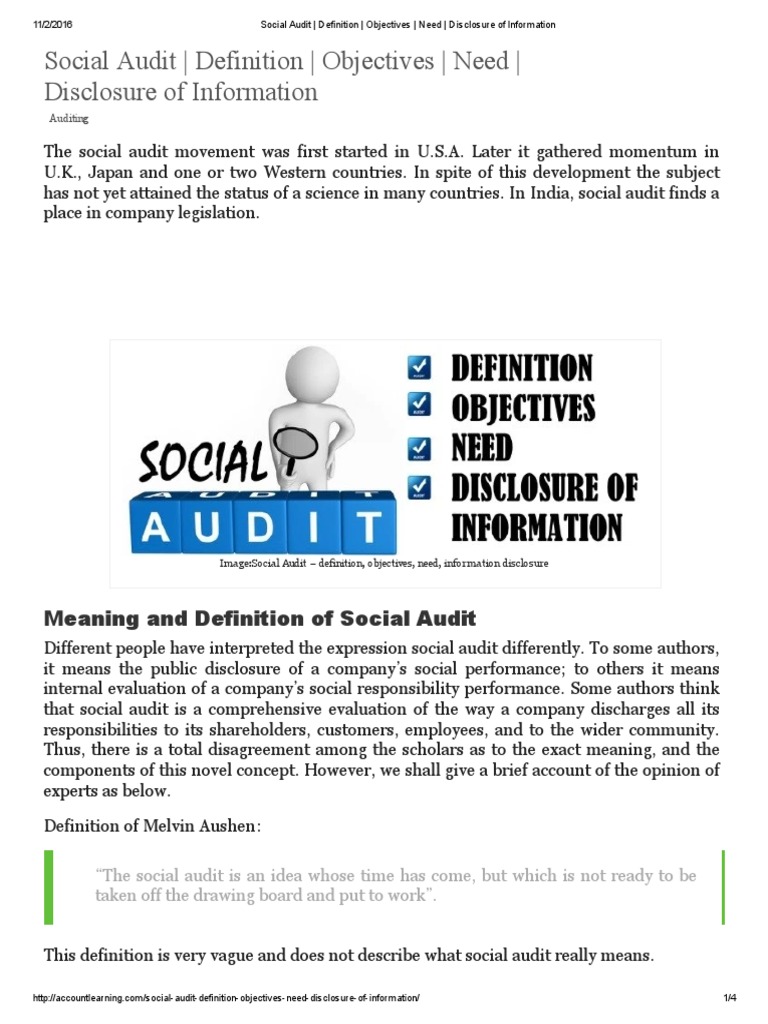 Social Audit _ Definition _ Objectives _ Need _ Disclosure of ...