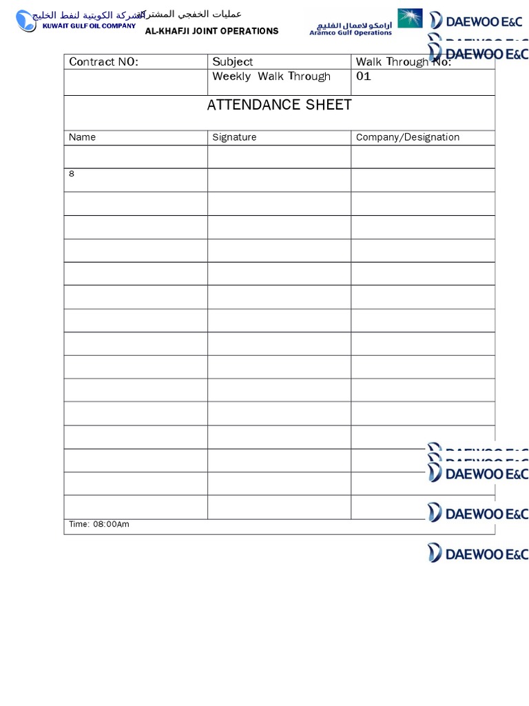 Walk Through Attendance Sheet | PDF