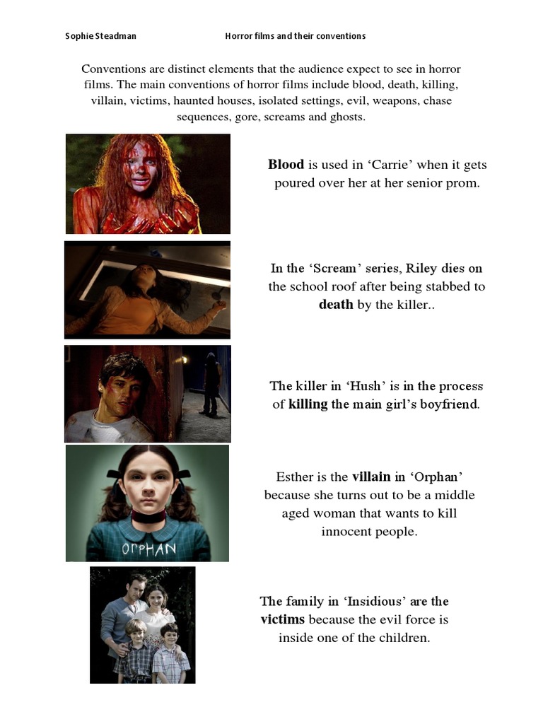 Key Conventions of Horror Films | PDF | Sports & Recreation | Mystery ...