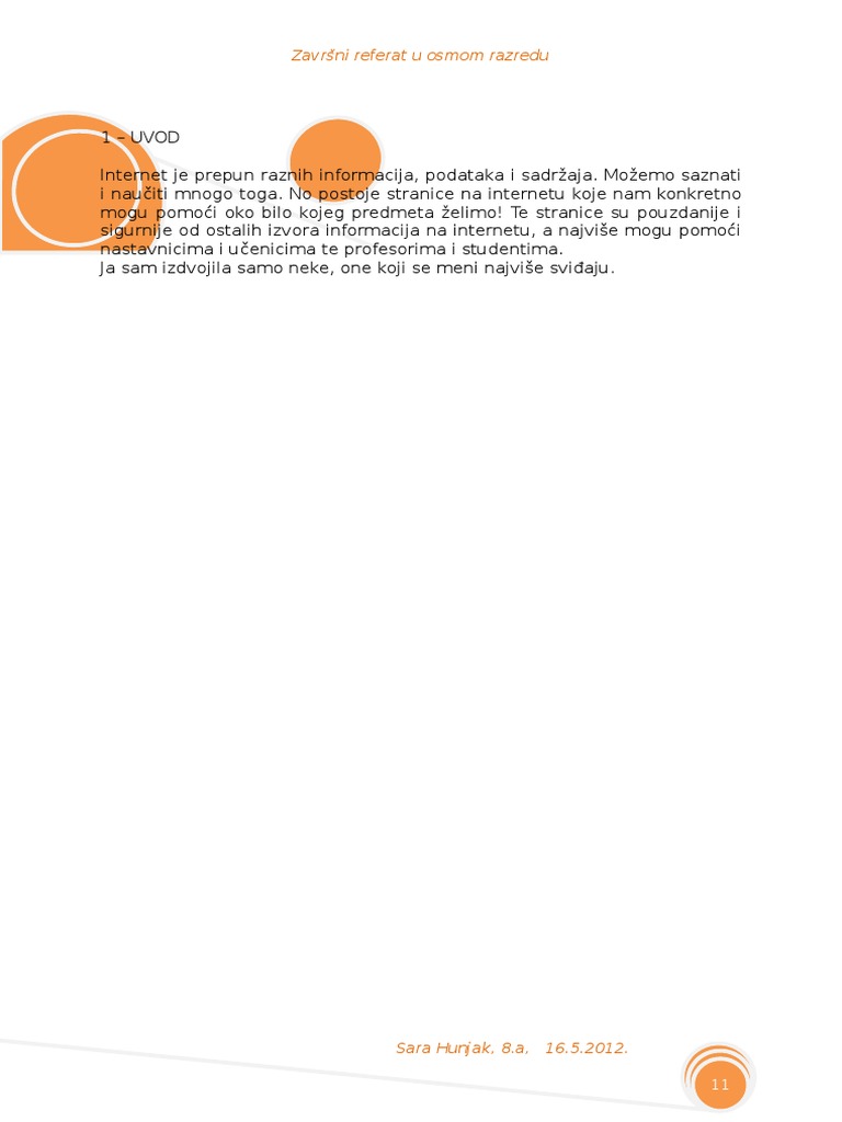 Primjer Za Referat Ostalo | PDF