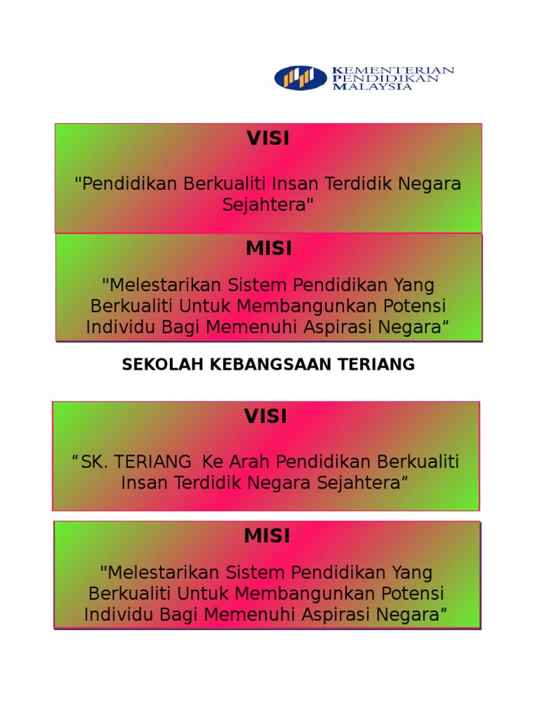 Visi Dan Misi KPM Terbaru | PDF