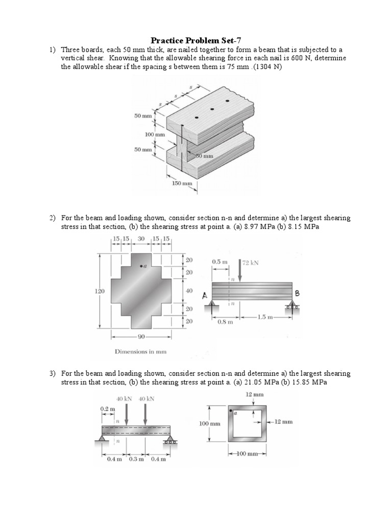 Problem Sheet 7 - Mechanics of Materials | PDF