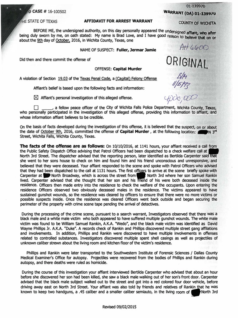 Fuller Affidavit | PDF | Crime Scene | Affidavit