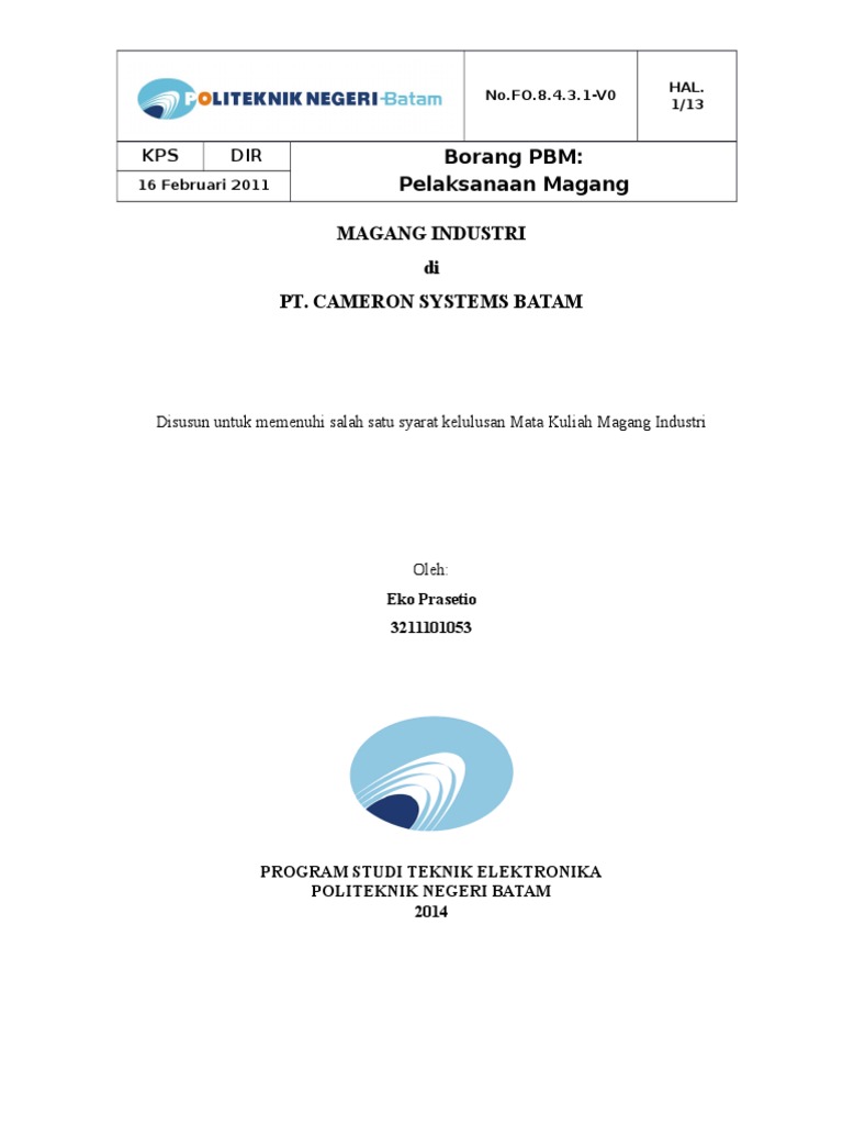 Laporan Magang di PT. Cameron Systems | PDF