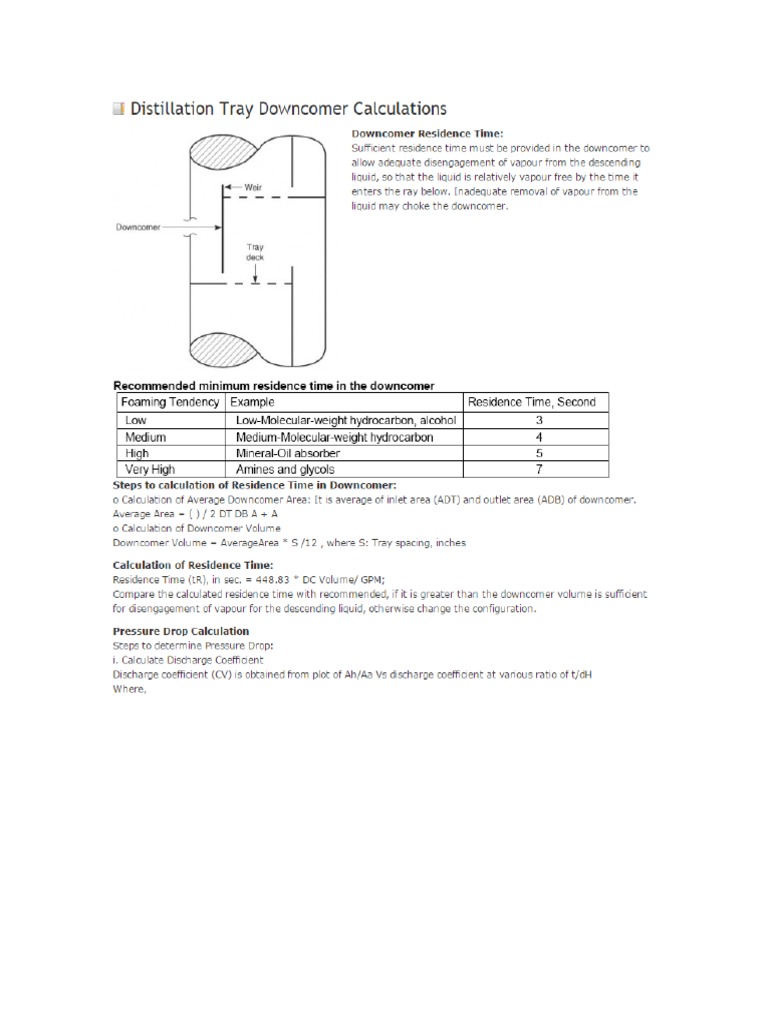Downcomer Calculations | PDF