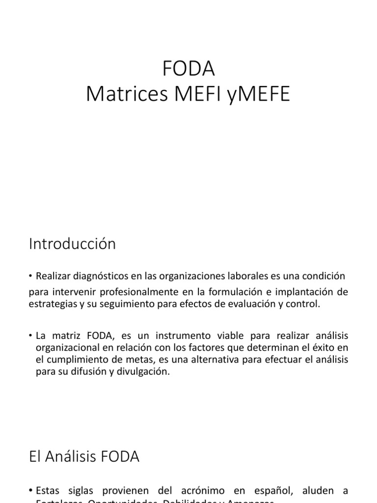 Foda Mefi y Mefe | PDF | Análisis FODA | Conceptos psicologicos