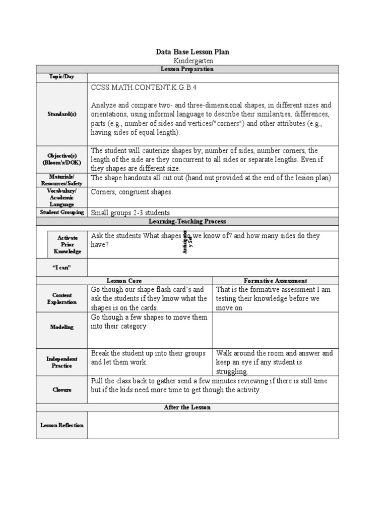 Lesson Plan Data Base | PDF
