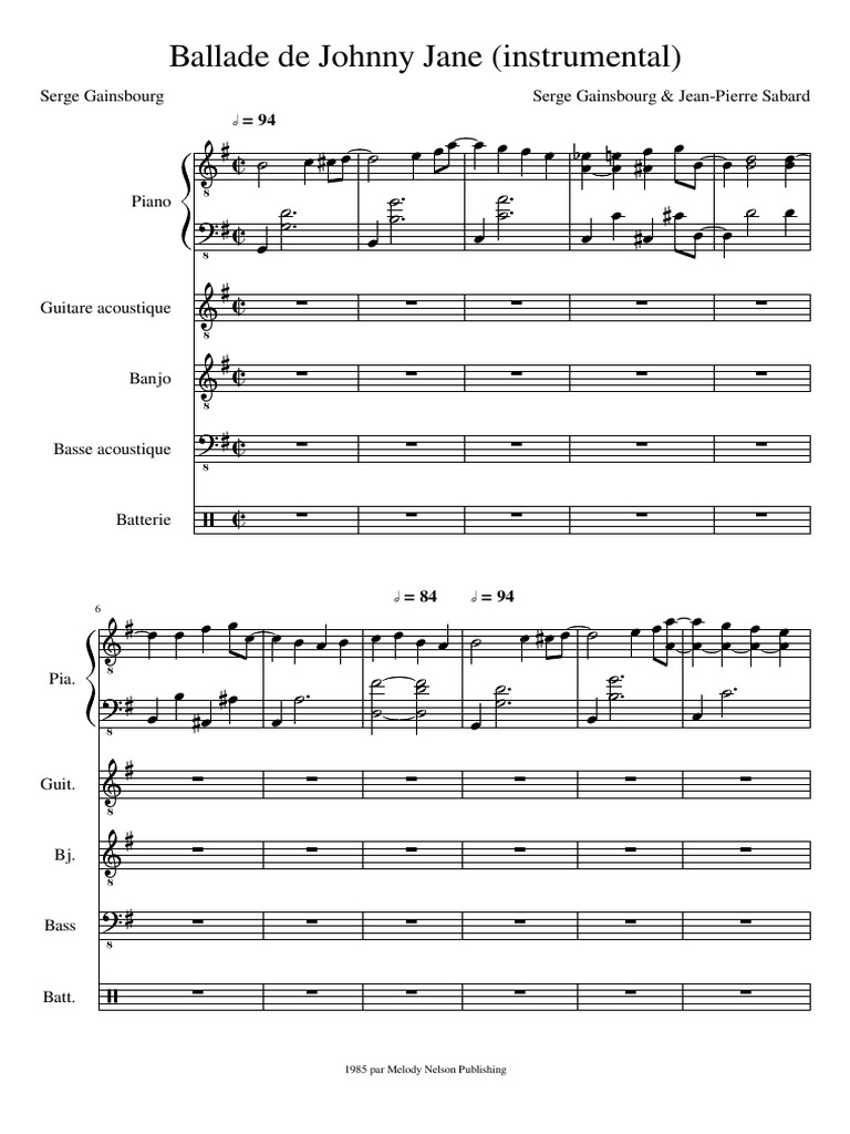 Ballade de Johnny Jane Instrumental | PDF | Performing Arts | Jazz