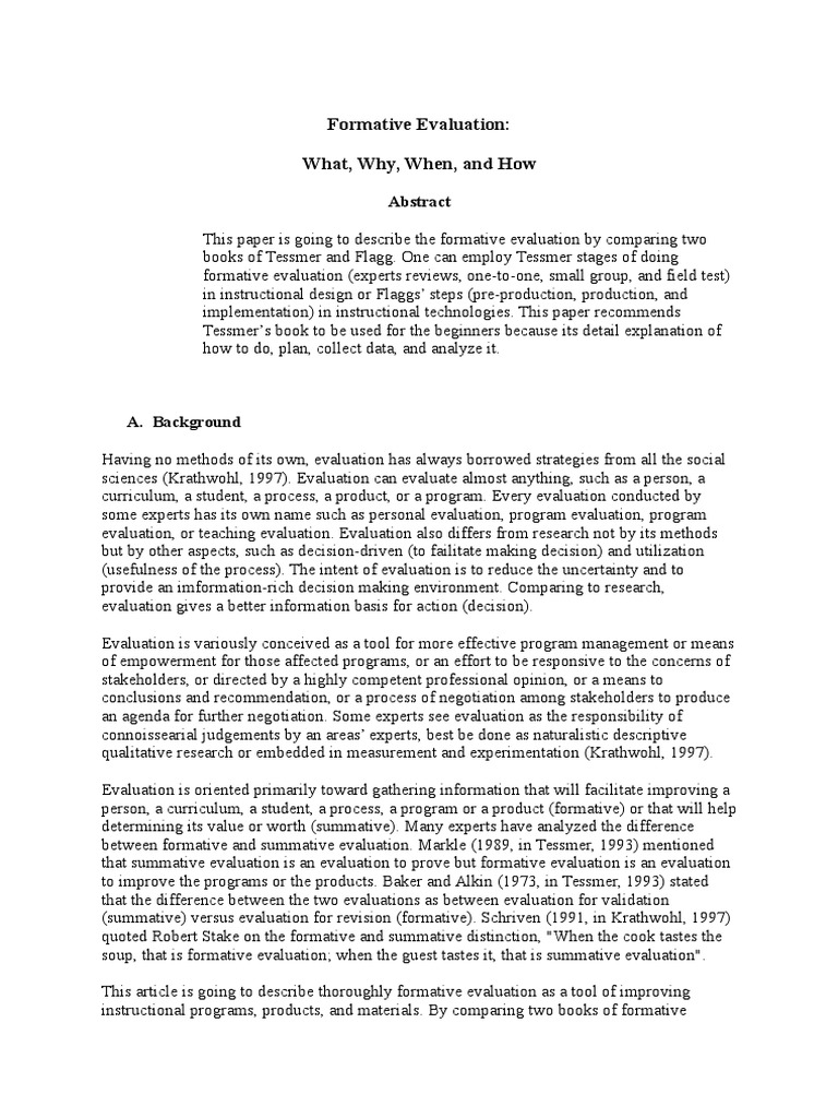 Formative Evaluation | PDF | Usability | Instructional Design