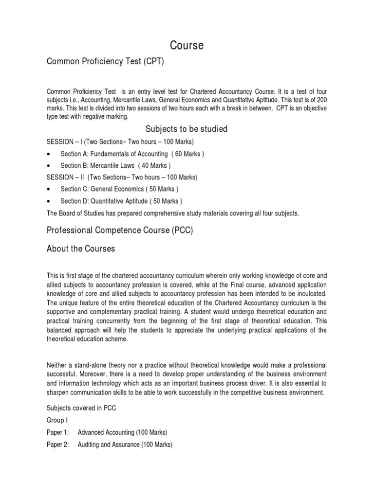 Course: Common Proficiency Test (CPT) | PDF | Finance & Money Management