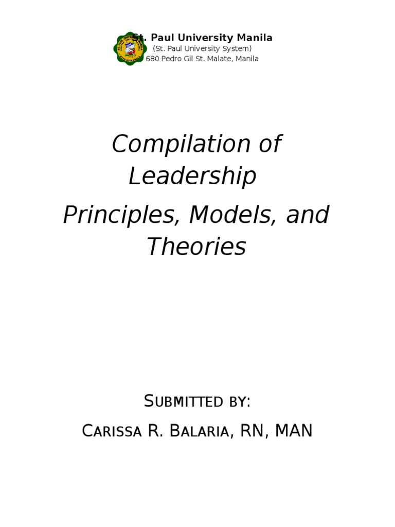 Compilation of Leadership Principles, Models, and Theories: S: C R. B ...