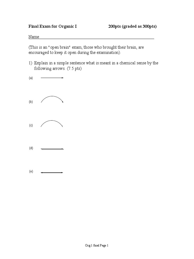 OCHEM Practice Final | PDF | Methyl Group | Organic Chemistry