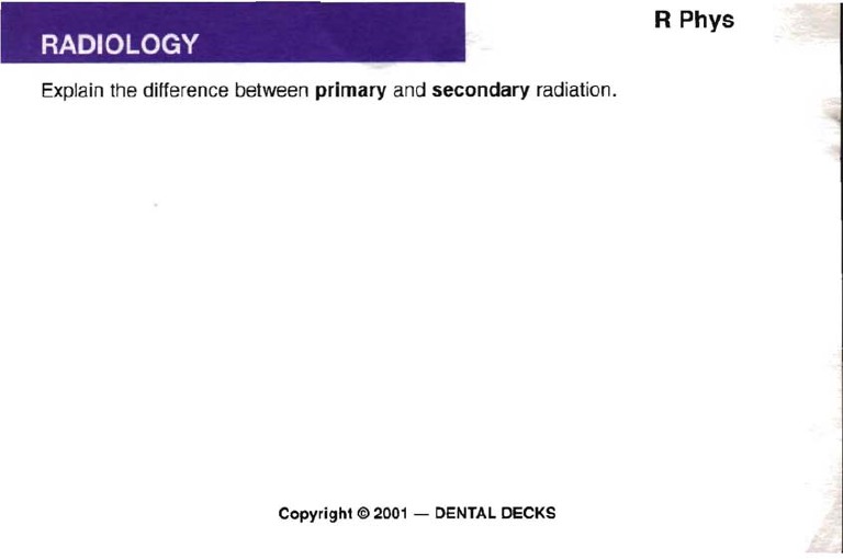 Explain The Difference Between Primary and Secondary Radiation | PDF