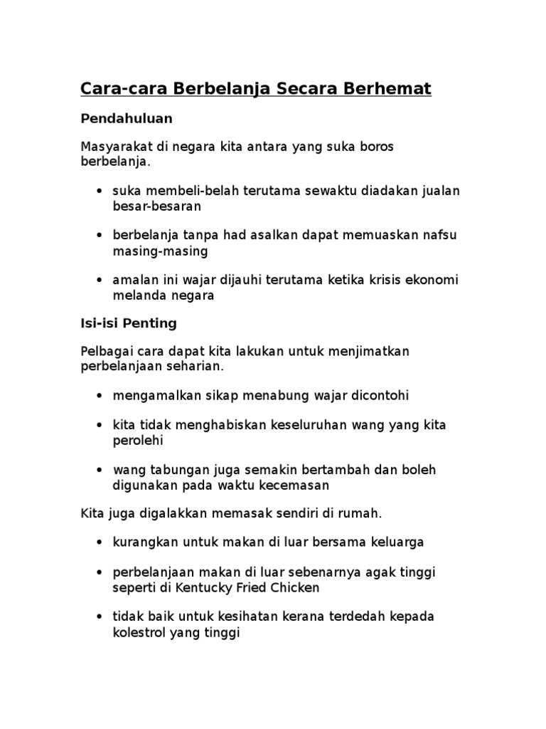 Cara Berbelanja Secara Berhemat | PDF