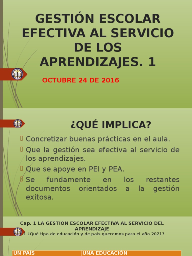 Gestión Escolar Efectiva Al Servicio de Los Aprendizajes | PDF | Planificación | Evaluación