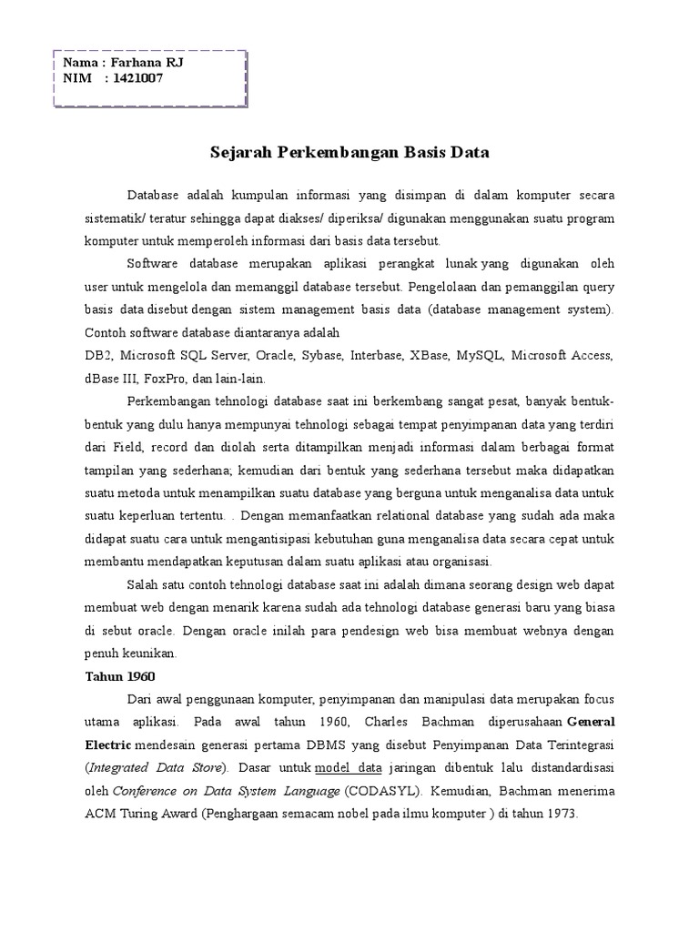 Sejarah Perkembangan Basis Data | PDF
