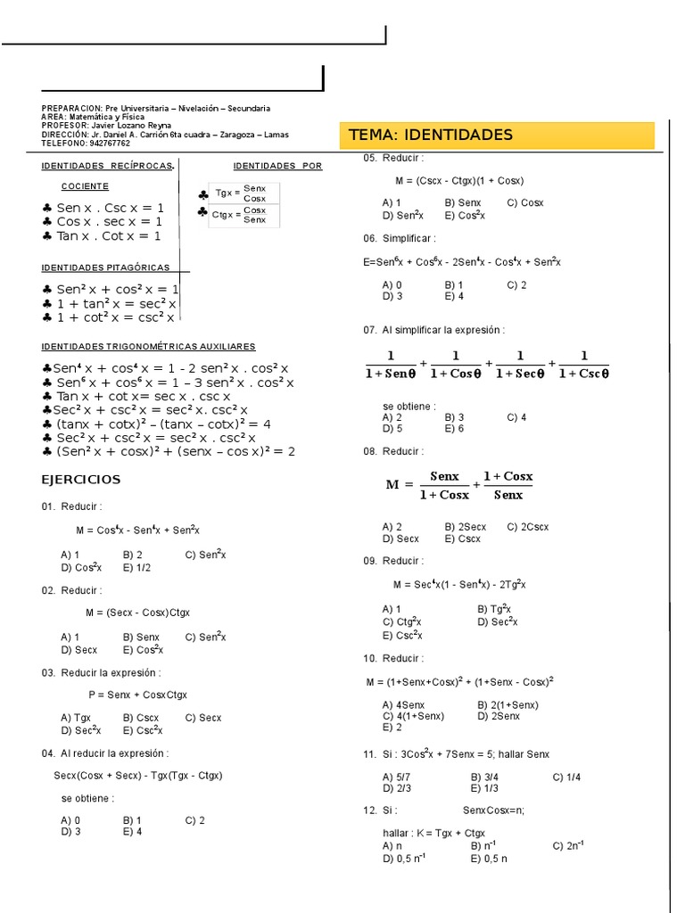 Preparacion Ident. Trig | PDF