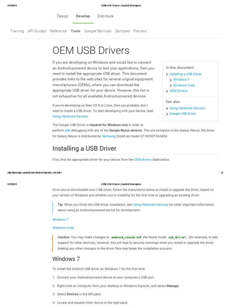 OEM USB Drivers - Android Developers | PDF | Android (Operating System ...